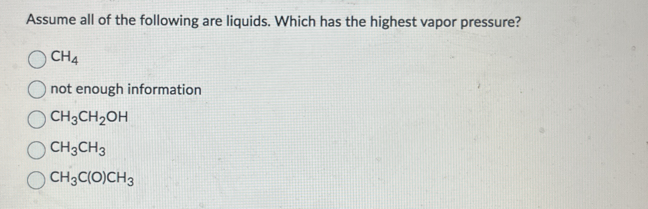 Solved Assume all of the following are liquids. Which has | Chegg.com