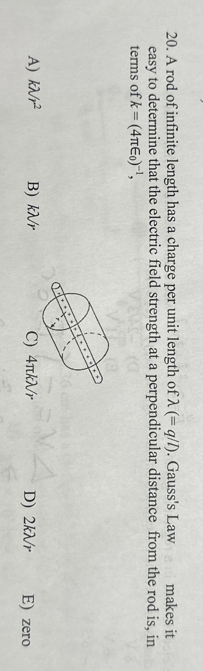 Solved A rod of infinite length has a charge per unit length | Chegg.com