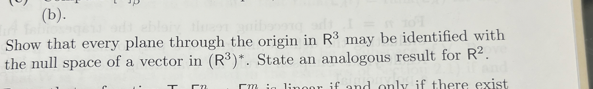 Solved (b).Show that every plane through the origin in R3 | Chegg.com