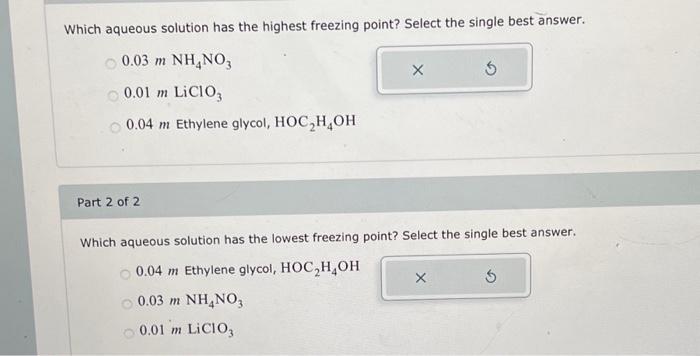 Solved Which aqueous solution has the highest freezing | Chegg.com
