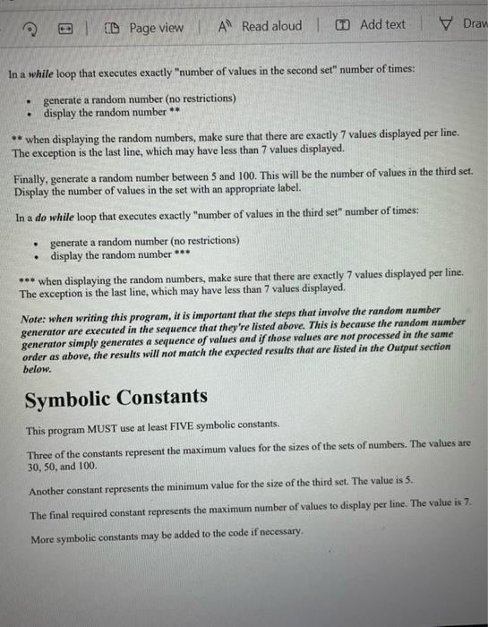Solved Program 4 Loops, Decision Statements, Symbolic | Chegg.com