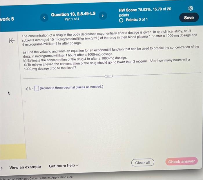 Solved The concentration of a drug in the body decreases | Chegg.com