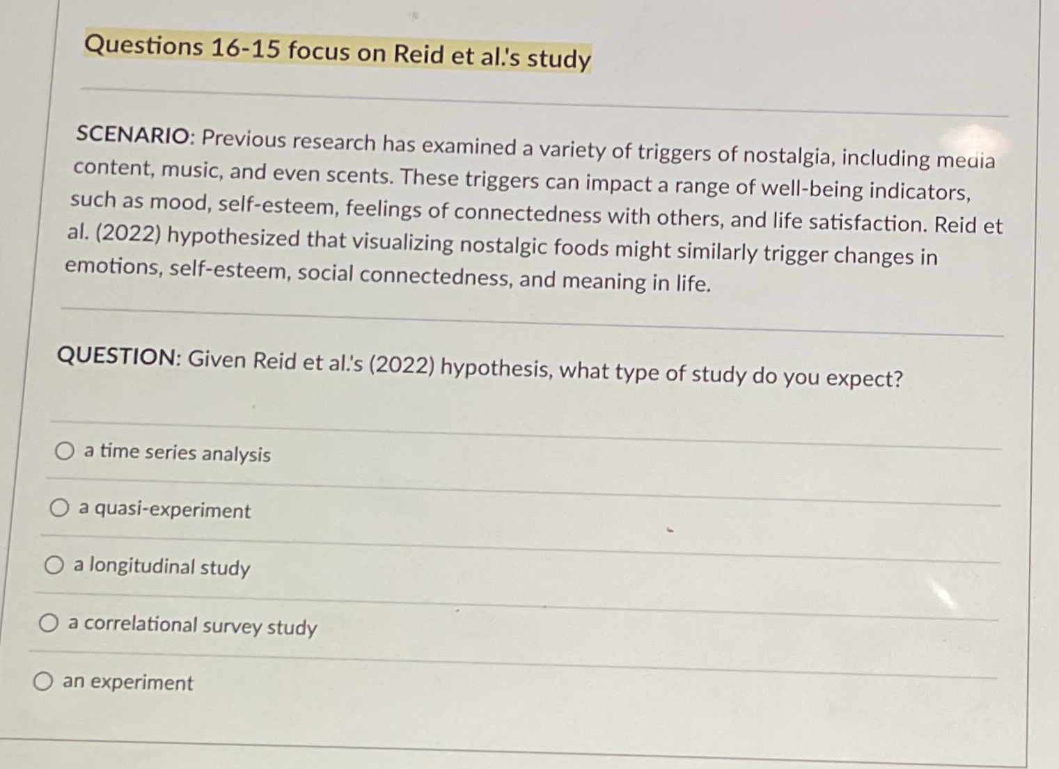 Solved Questions 16-15 ﻿focus on Reid et al.'s | Chegg.com