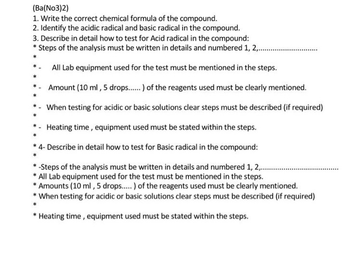 Solved (Ba(No3)2) 1. Write the correct chemical formula of | Chegg.com