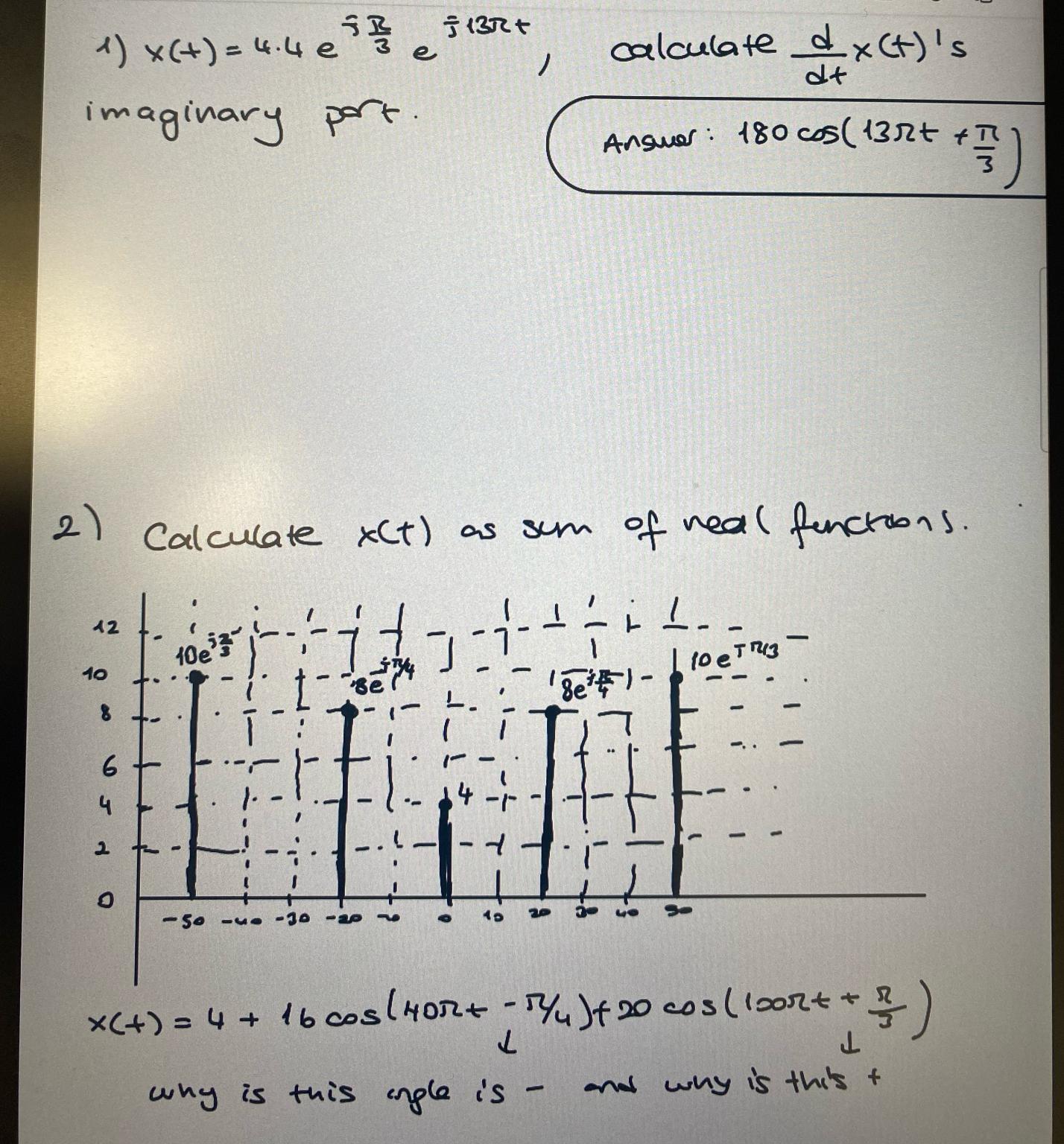 Solved x(t)=4.4ejπ3ej13πt, ﻿calculate ddtx(t)'s ﻿imaginary | Chegg.com