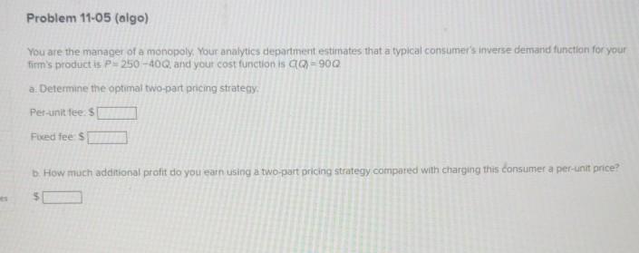 Solved Problem 11-05 (algo)You are the manager of a | Chegg.com