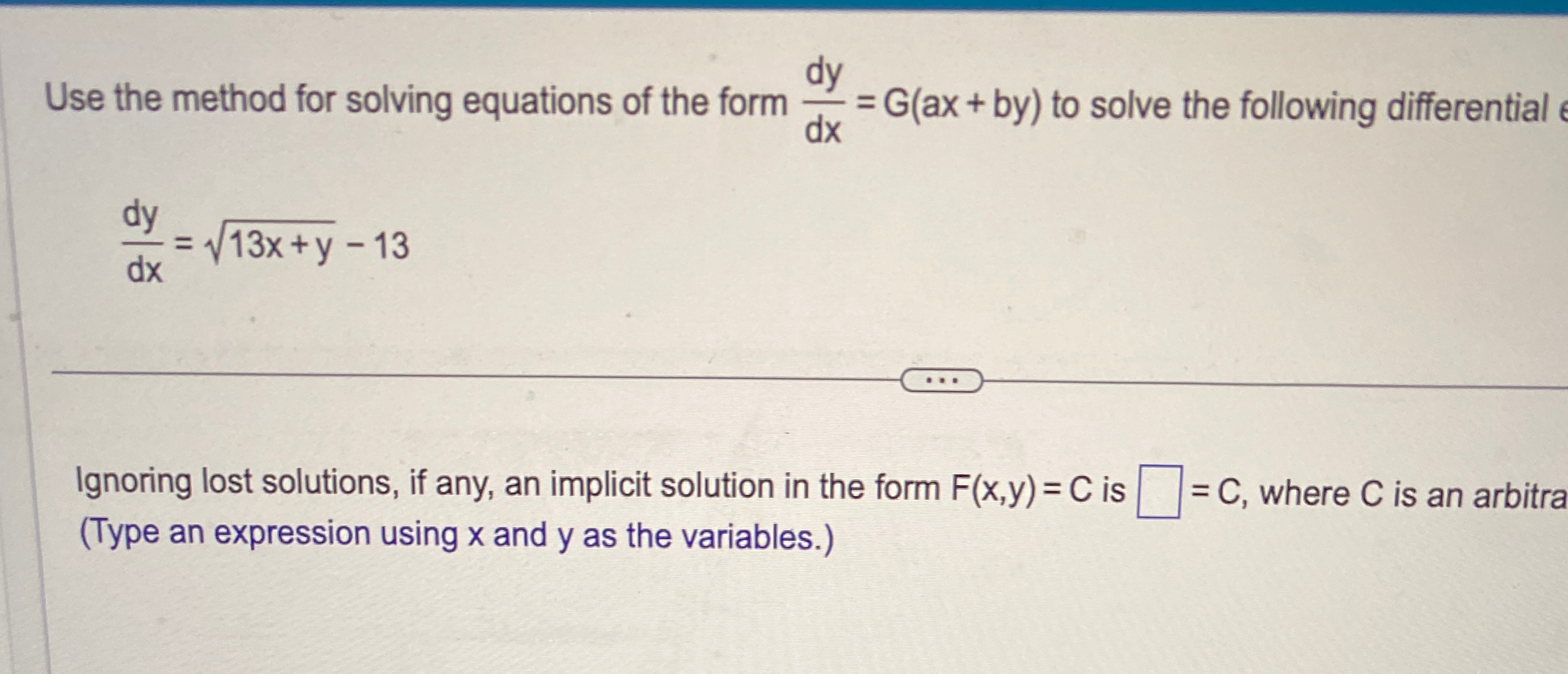 Solved Use the method for solving equations of the form | Chegg.com
