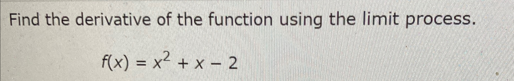 Solved Find the derivative of the function using the limit | Chegg.com