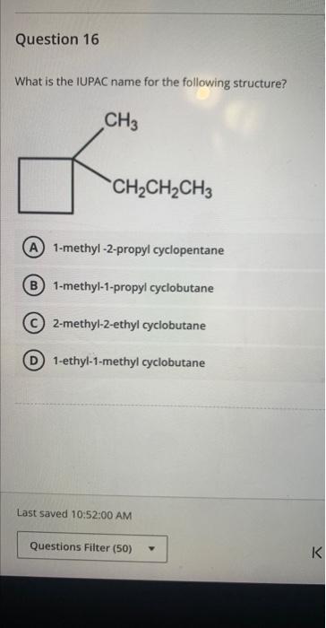 Solved What is the IUPAC name for the following structure? | Chegg.com