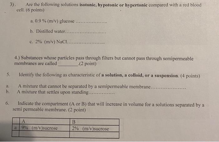 Solved 3). Are the following solutions isotonic, hypotonic | Chegg.com