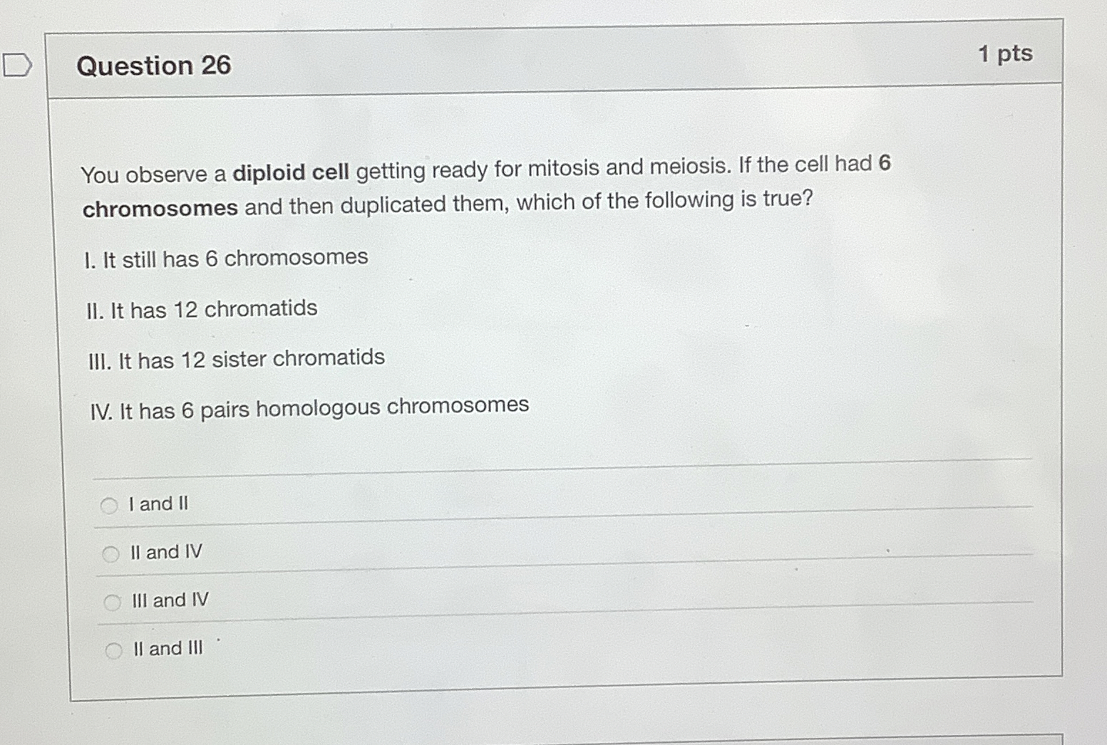 Solved Question 261 ﻿ptsYou observe a diploid cell getting | Chegg.com