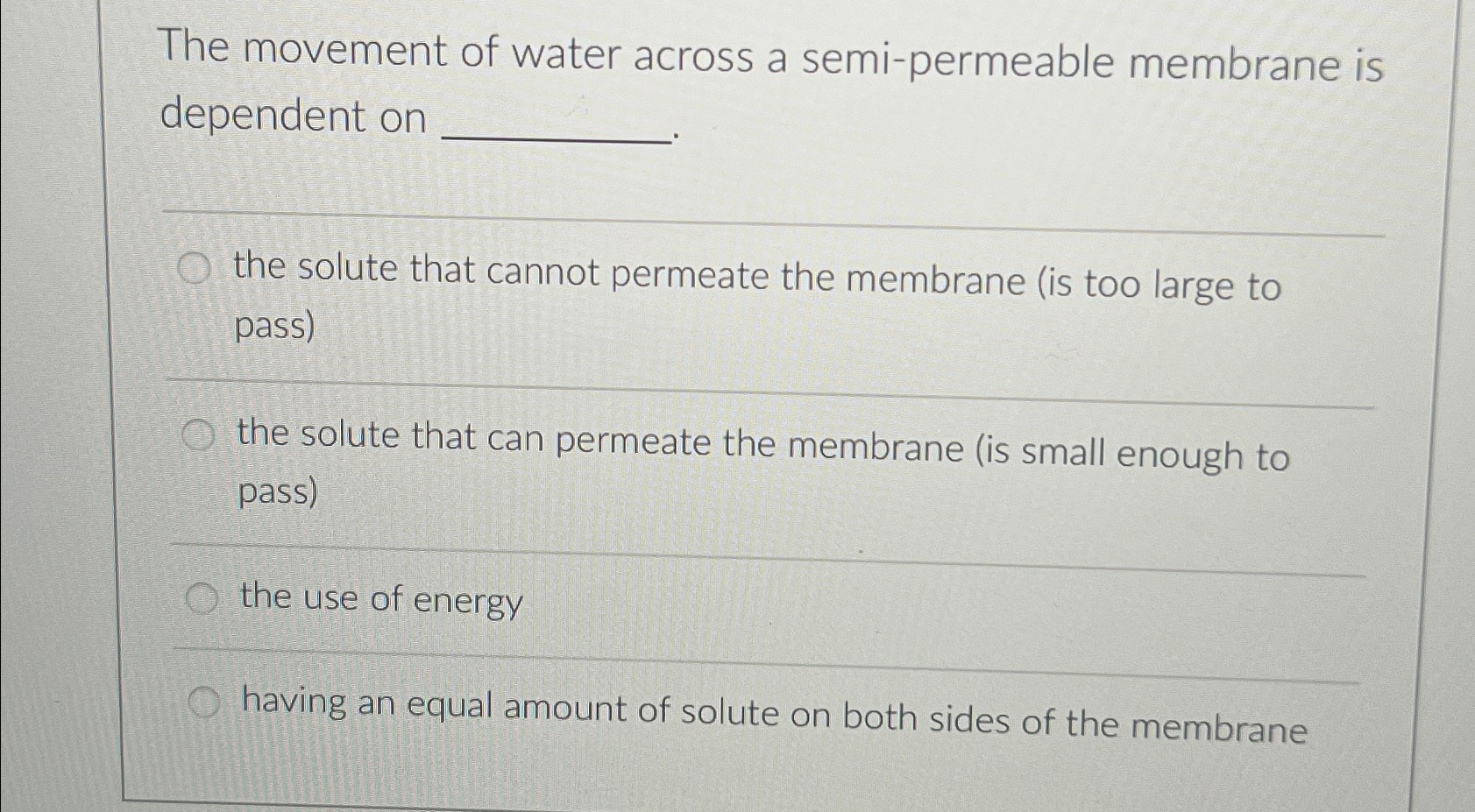 Solved The Movement Of Water Across A Semi Permeable Chegg