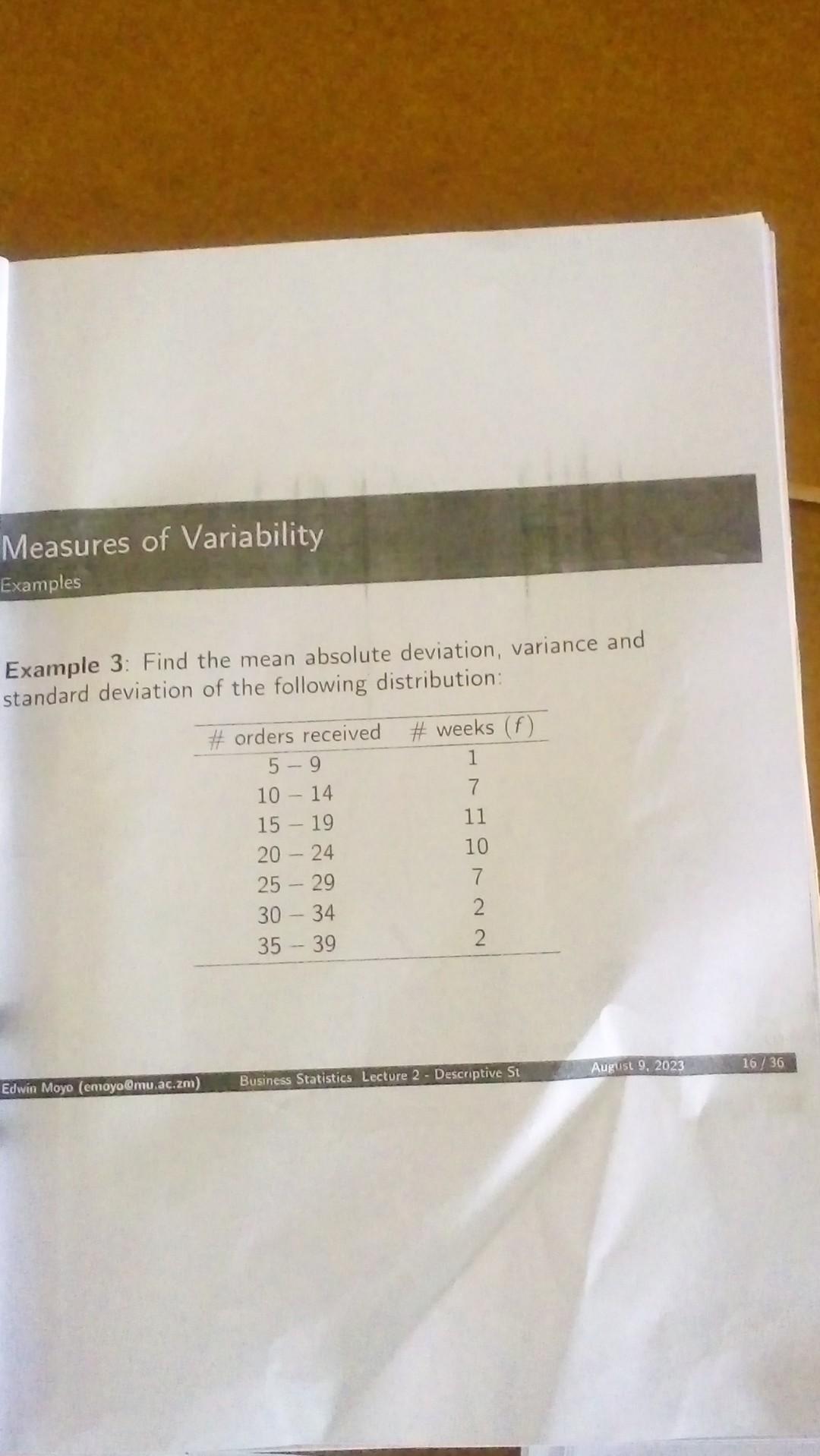 Solved Example 3: Find the mean absolute deviation, variance | Chegg.com