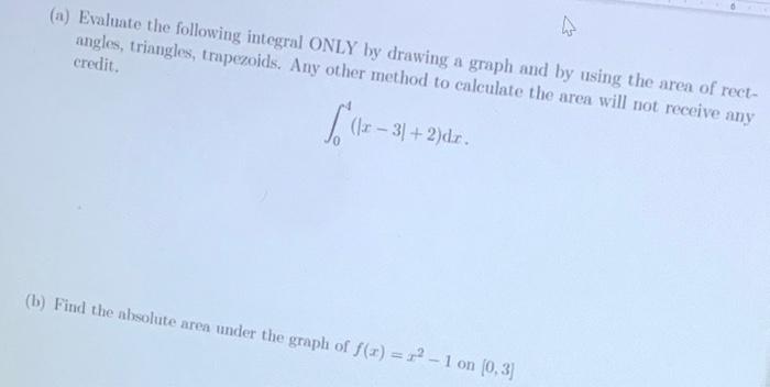 Solved (a) Evaluate the following integral ONLY by drawing a | Chegg.com