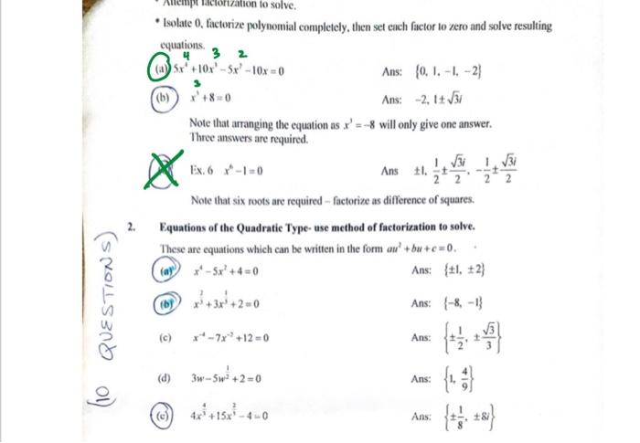 Solved ation to solve. * Isolate (), factorize polynomial | Chegg.com