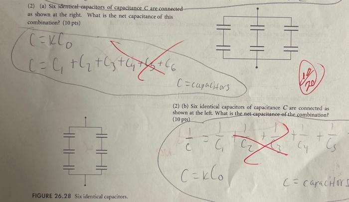 Solved 2 A Six Identical Capacitors Of Capacitance C Are