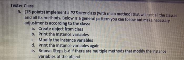 Solved Tester Class 6 15 Points Implement A P2tester 