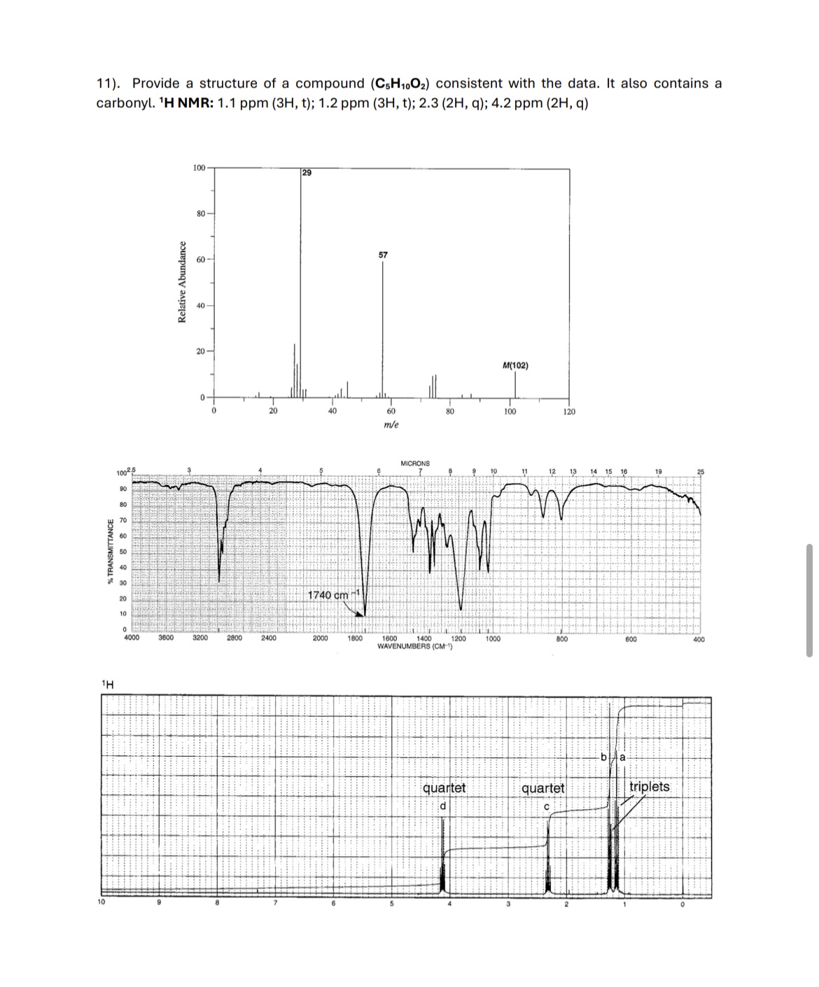 Solved . ﻿Provide a structure of ﻿a compound (C5H10O2) | Chegg.com