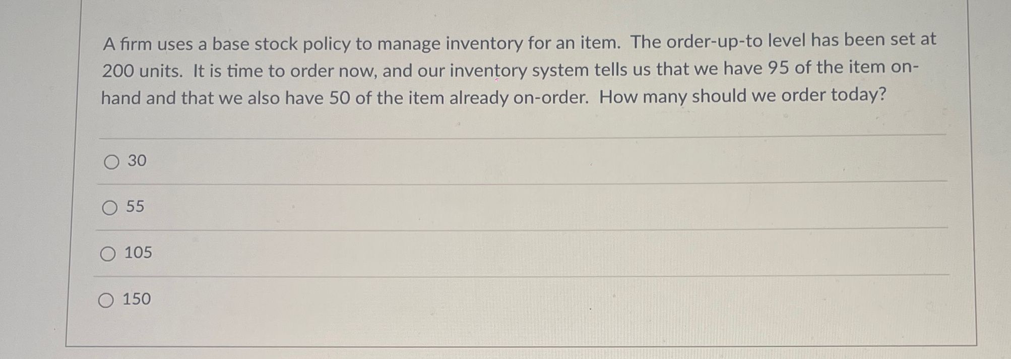 Solved A firm uses a base stock policy to manage inventory | Chegg.com