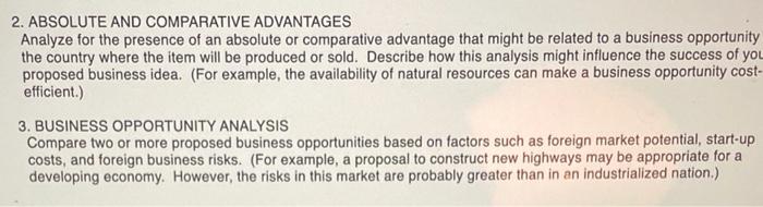 Solved 2. ABSOLUTE AND COMPARATIVE ADVANTAGES Analyze for | Chegg.com
