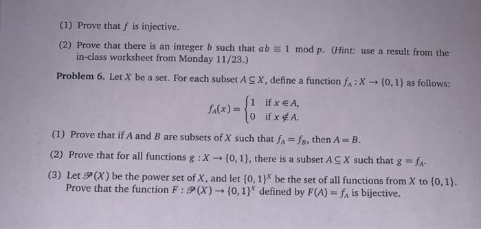 Solved Problem 5. Let p be a prime number, and let a be an | Chegg.com