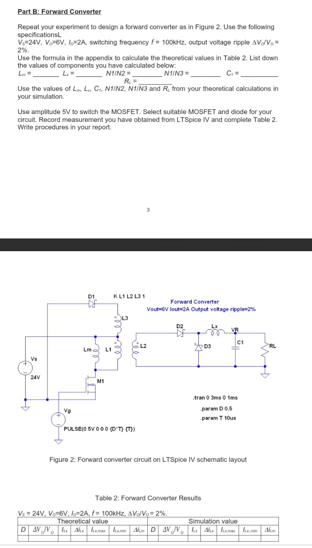 Solved Part B: Forward Converter Repeat your experiment to | Chegg.com