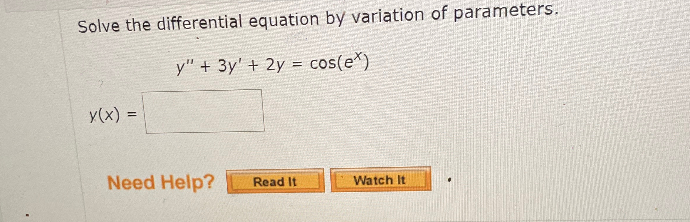 Solved Solve the differential equation by variation of | Chegg.com