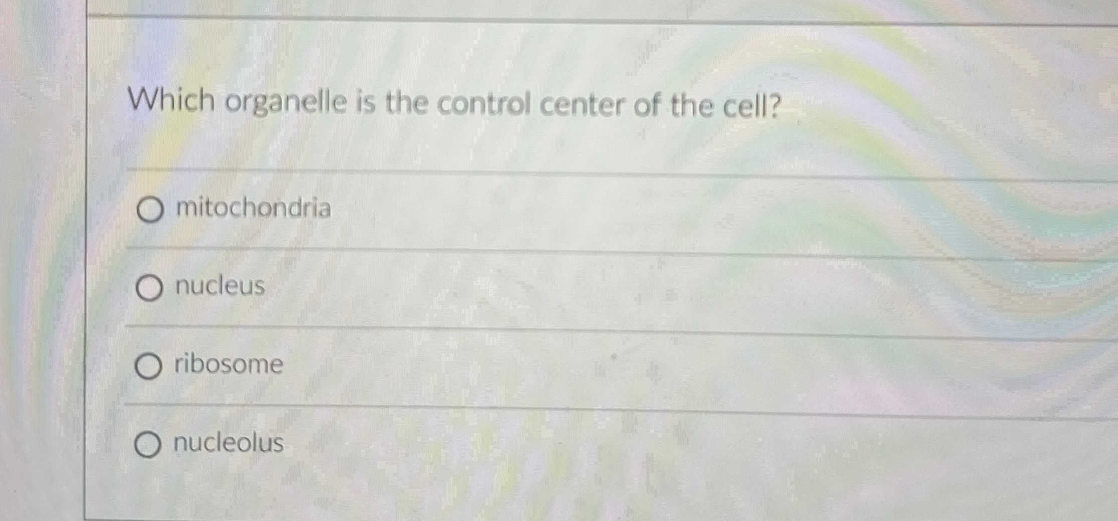 Solved Which organelle is the control center of the | Chegg.com