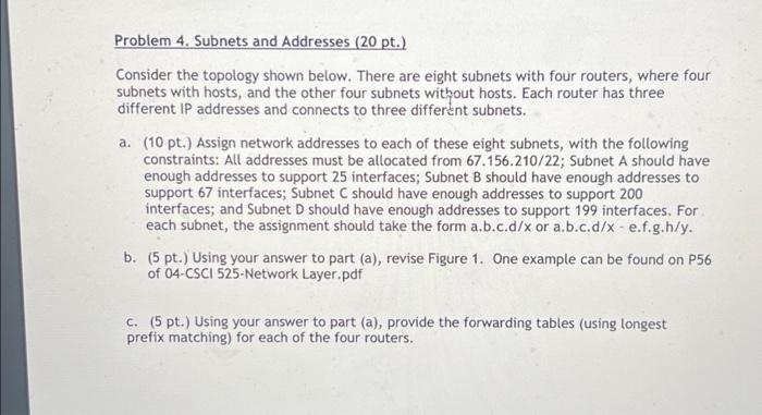 Solved Problem 2, Forwarding table (10 pt., 5 pt, each) | Chegg.com