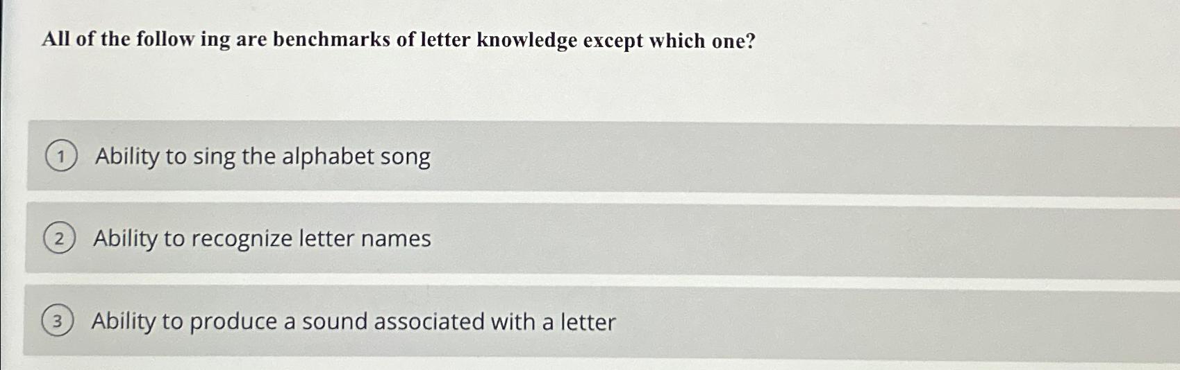 Solved All of the follow ing are benchmarks of letter | Chegg.com