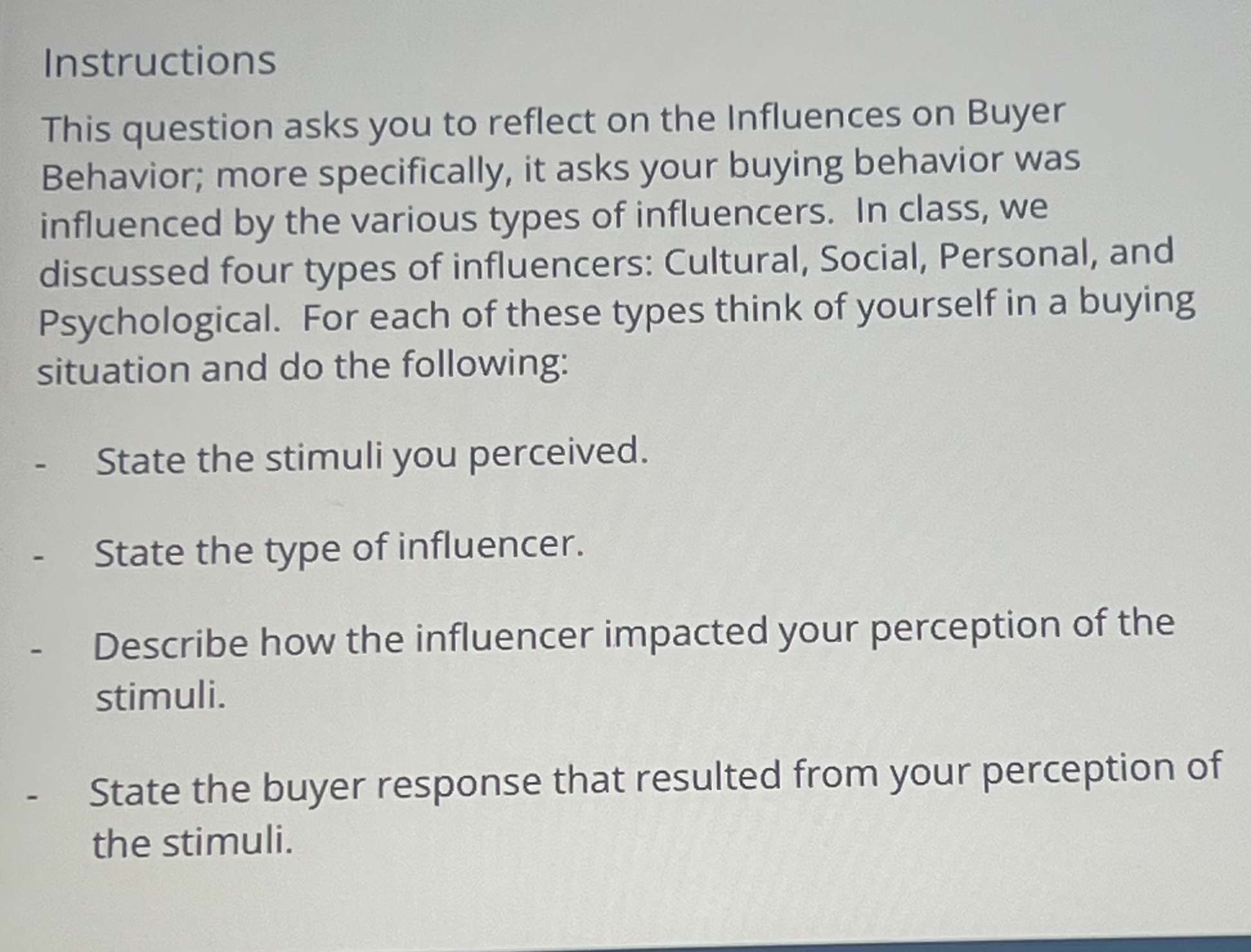 Solved InstructionsThis question asks you to reflect on the | Chegg.com