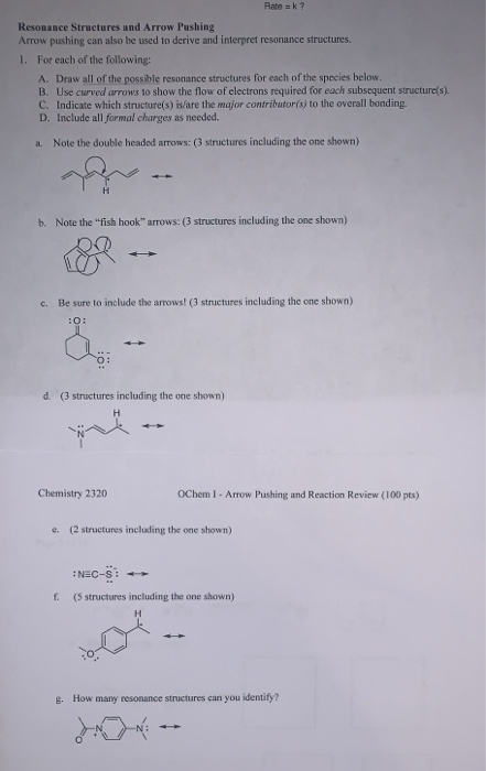 Solved Ratek? Resonance Structures and Arrow Pushing Arrow | Chegg.com
