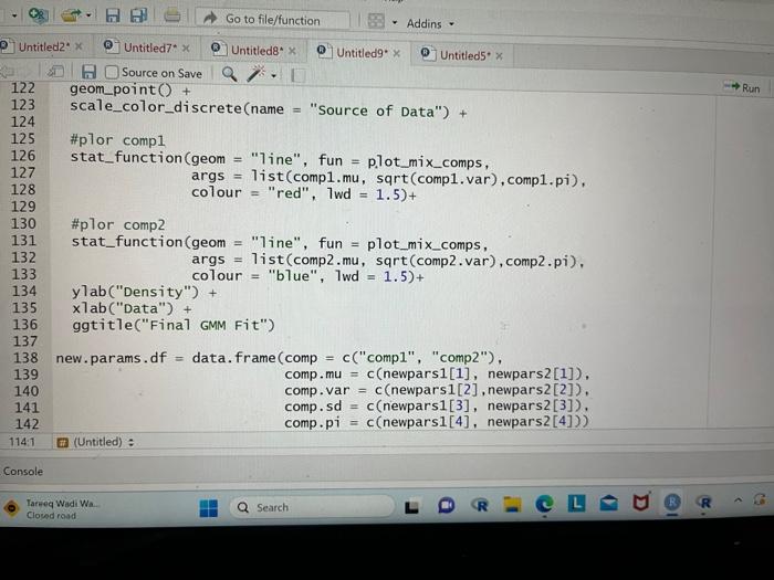 Solved This is code for gaussian mixture model clustering i | Chegg.com