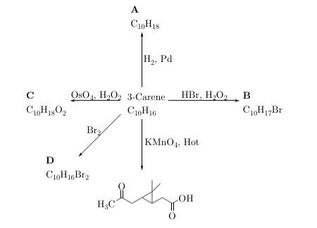 Solved Determine the structure of 3-carene and identify the | Chegg.com