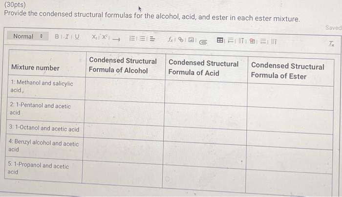 Solved (30pts) Provide the condensed structural formulas for | Chegg.com