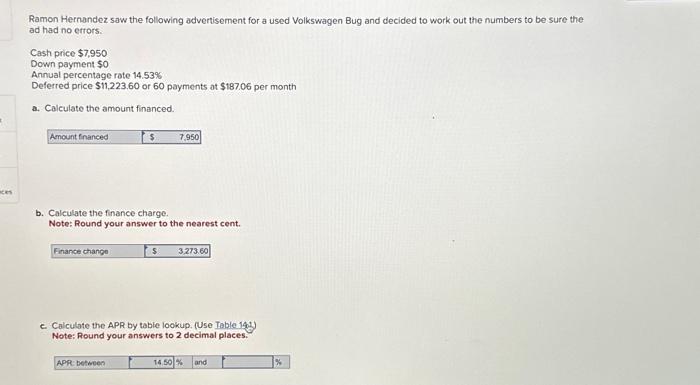 Ramon Hernandez saw the following advertisement for a | Chegg.com