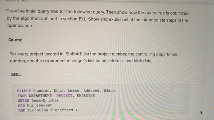 Solved Draw the initial query tree for the following query. | Chegg.com