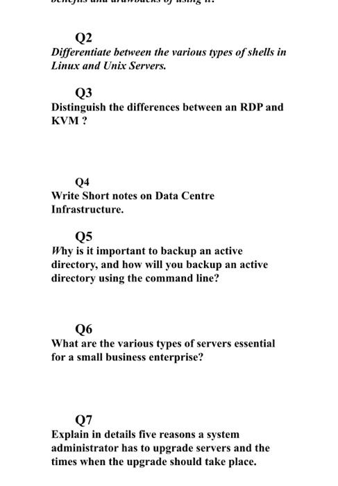 Solved Q2 Differentiate between the various types of shells | Chegg.com