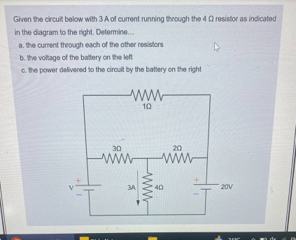 Solved Given the circuit below with 3A ﻿of current running | Chegg.com