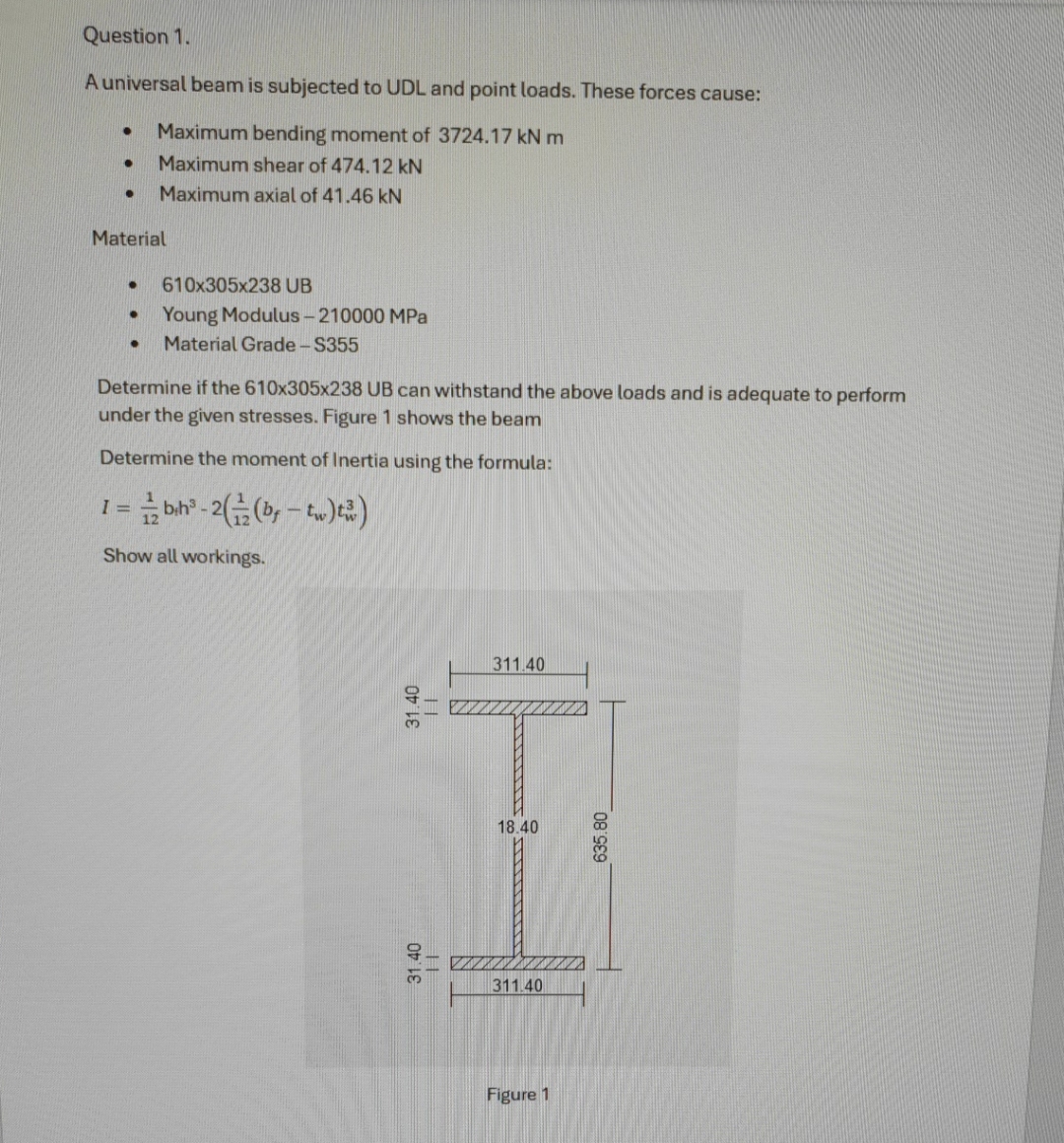 Solved Question 1.A universal beam is subjected to UDL and | Chegg.com