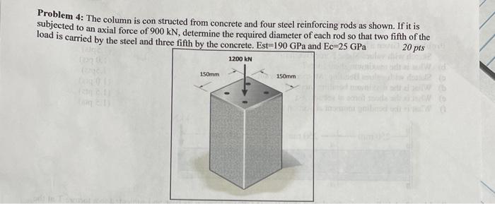 Solved Problem 4: The column is con structed from concrete | Chegg.com