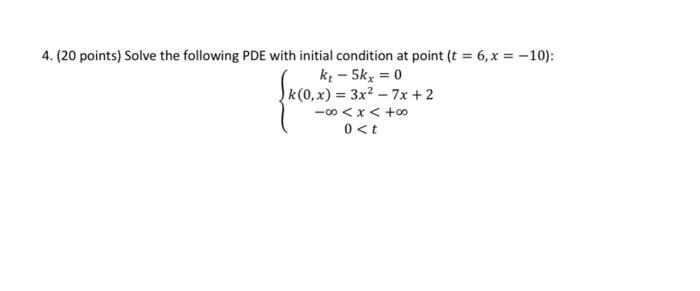 Solved 4 20 Points Solve The Following Pde With Initial