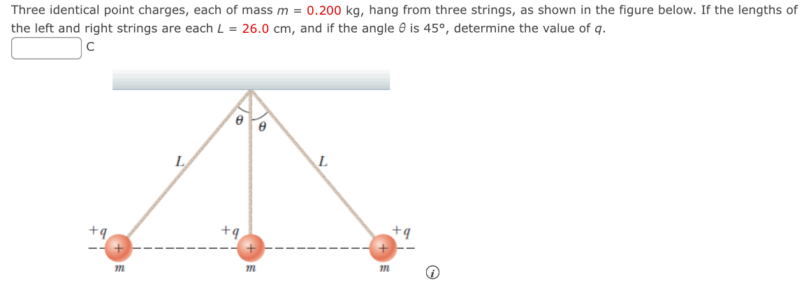 Solved Three identical point charges, each of mass | Chegg.com