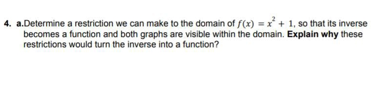 Solved a.Determine a restriction we can make to the domain | Chegg.com