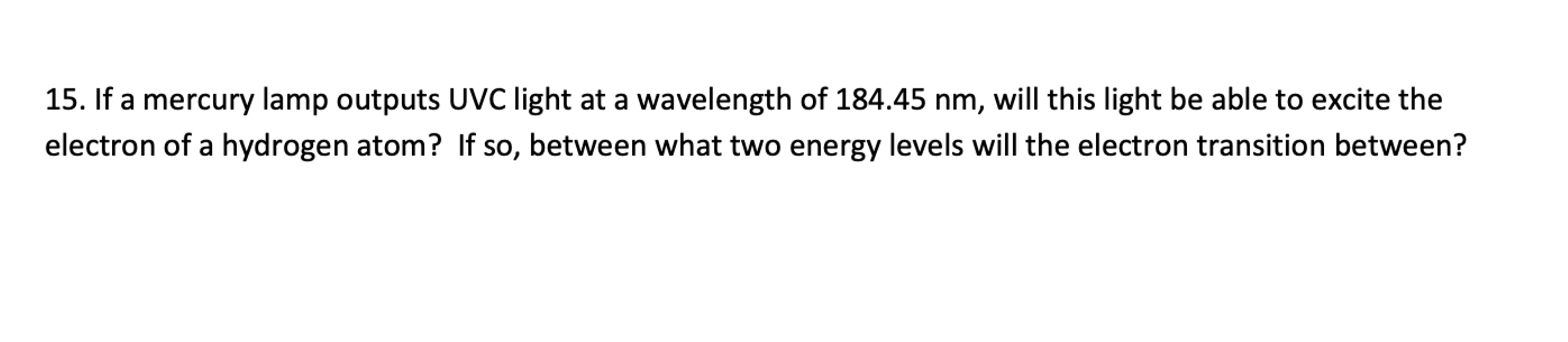Solved If a mercury lamp outputs UVC light at a wavelength | Chegg.com