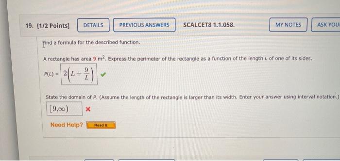 Solved 19. (1/2 points) DETAILS PREVIOUS ANSWERS SCALCETS | Chegg.com