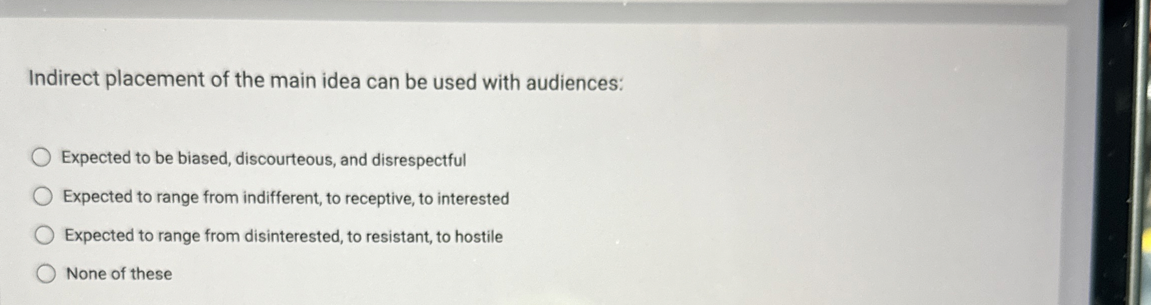 Solved Indirect placement of the main idea can be used with | Chegg.com