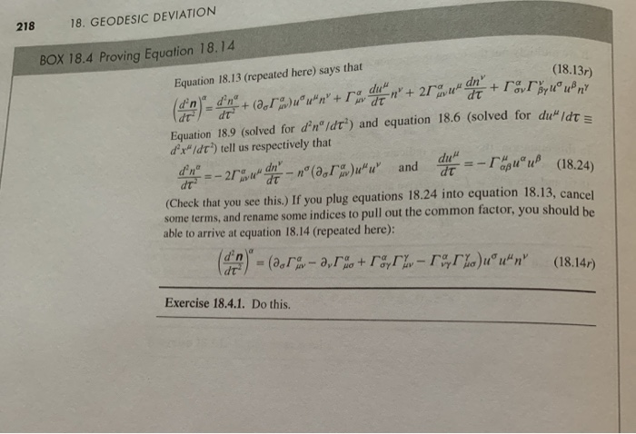 Solved (18.13r) 218 18. GEODESIC DEVIATION BOX 18.4 Proving | Chegg.com