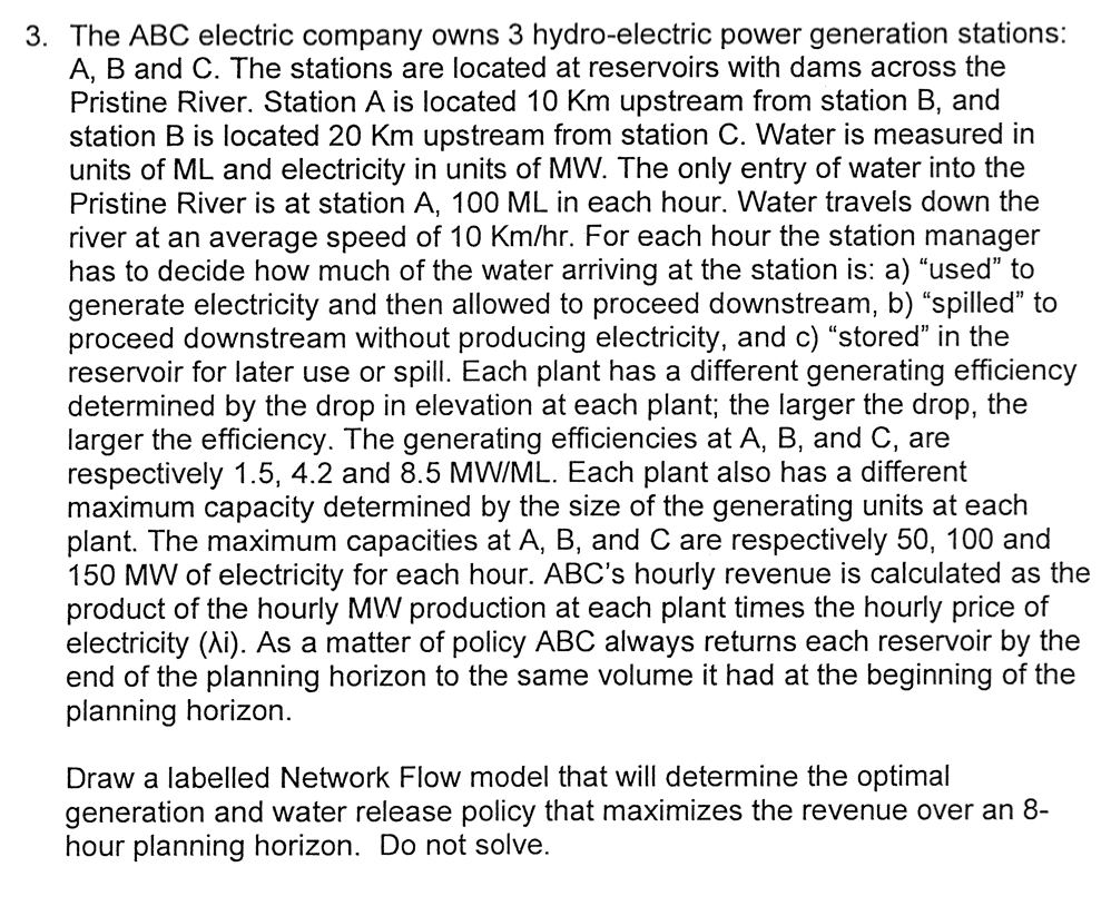 Solved The ABC electric company owns 3 ﻿hydro-electric power | Chegg.com