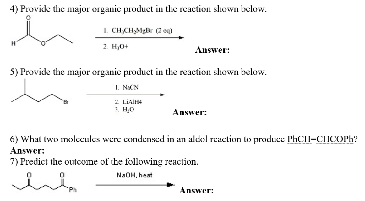 Solved Provide the major organic products with the | Chegg.com